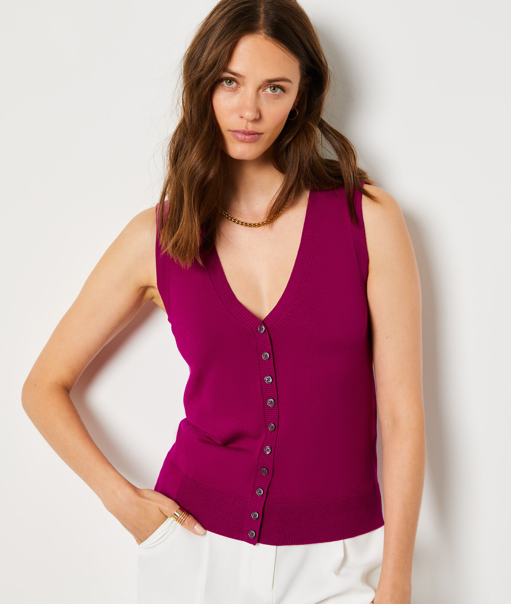 Buttoned Tank Top - CRISS - PETUNIA - ETAM