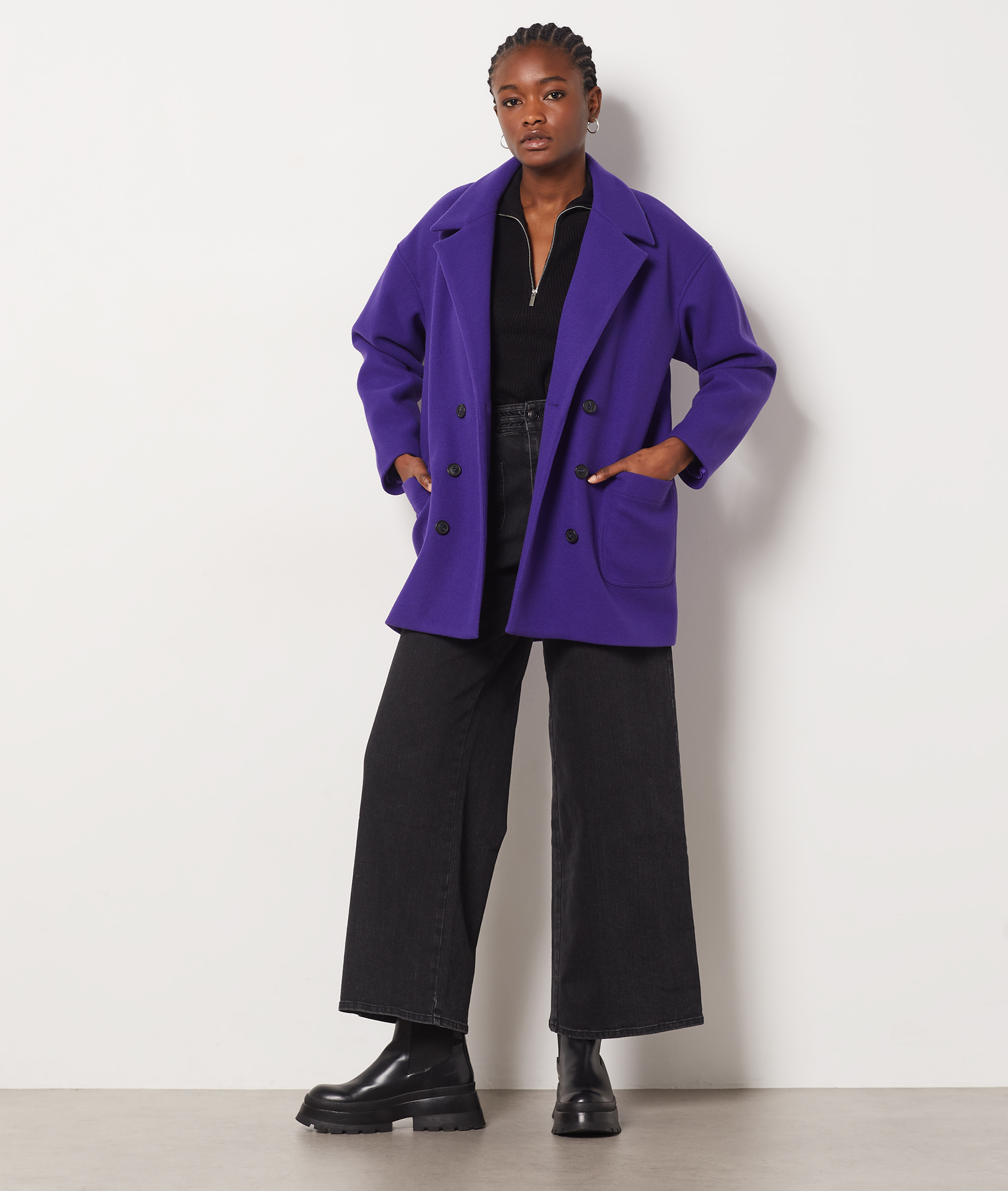 Mid-Length Straight Cut Coat - ANGUS - VIOLET - ETAM