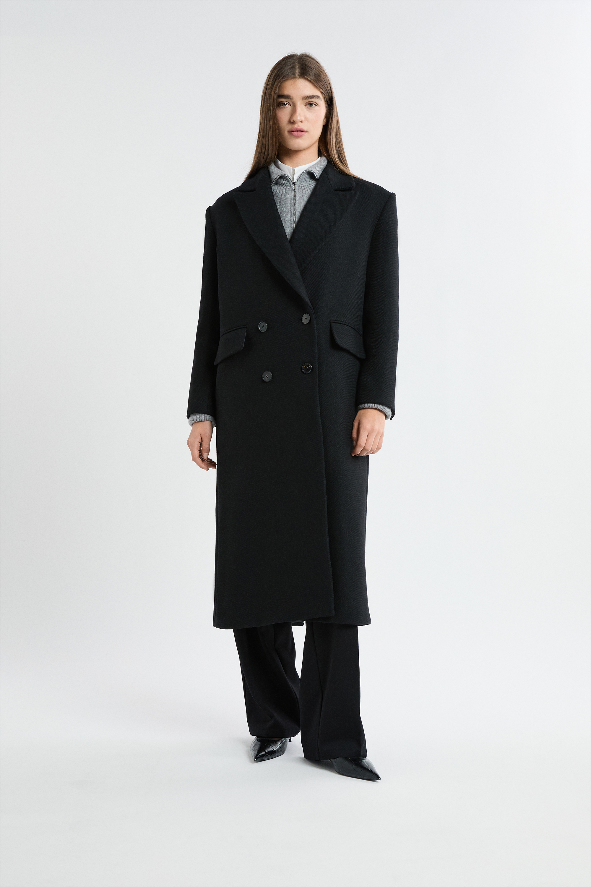 Long Straight-Cut Coat with Wool - A MARIUS - NOIR - ETAM