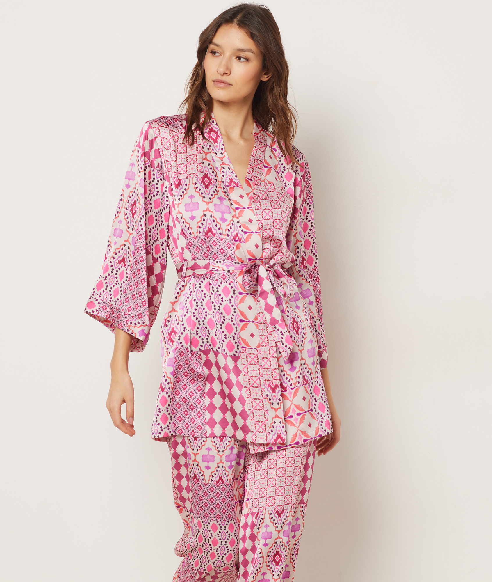 Patterned Satin Robe - DELLY - IMP FD ECRU - ETAM