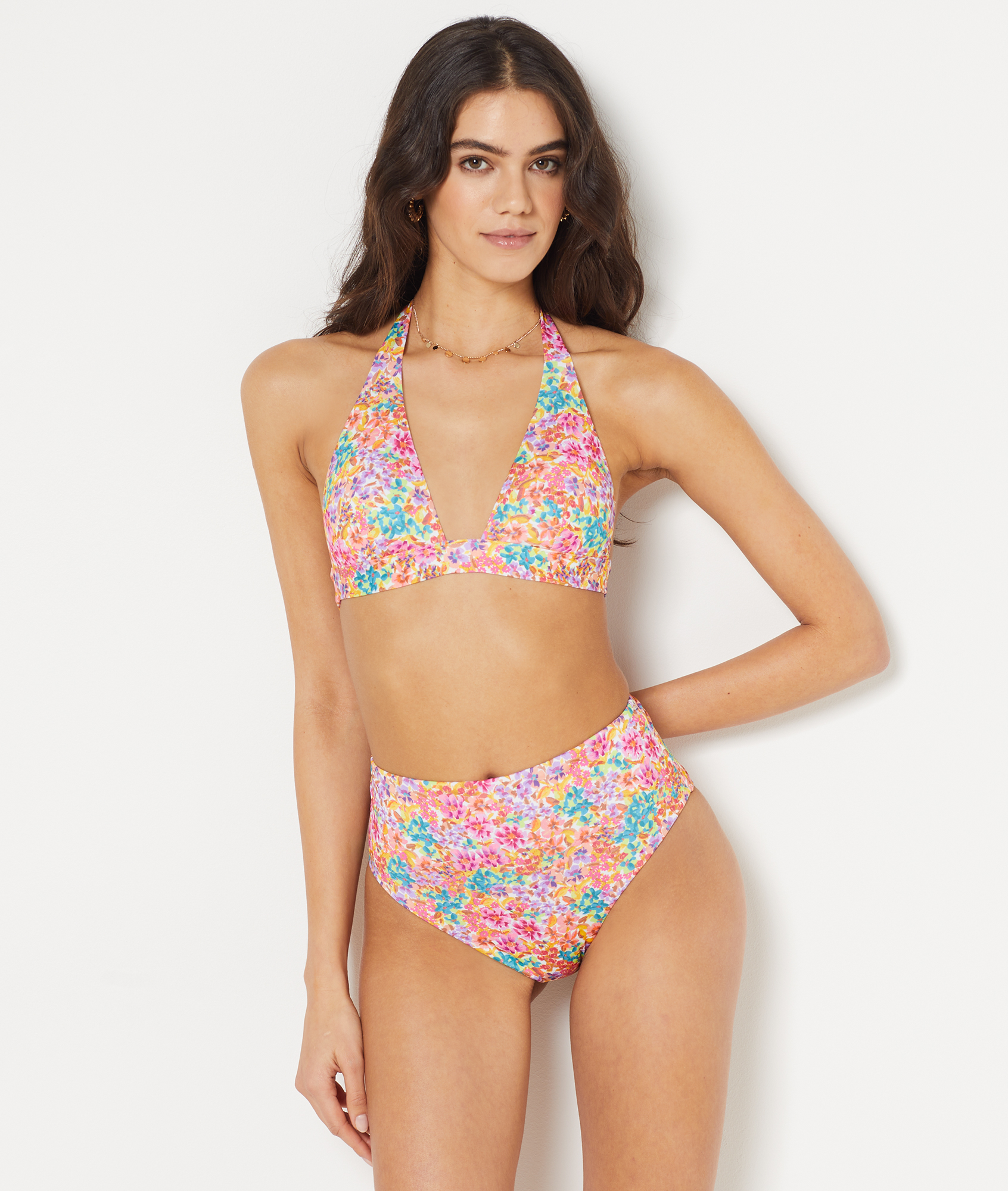 Floral High Waisted Brief Bikini Bottoms Bonita Multicolore Etam
