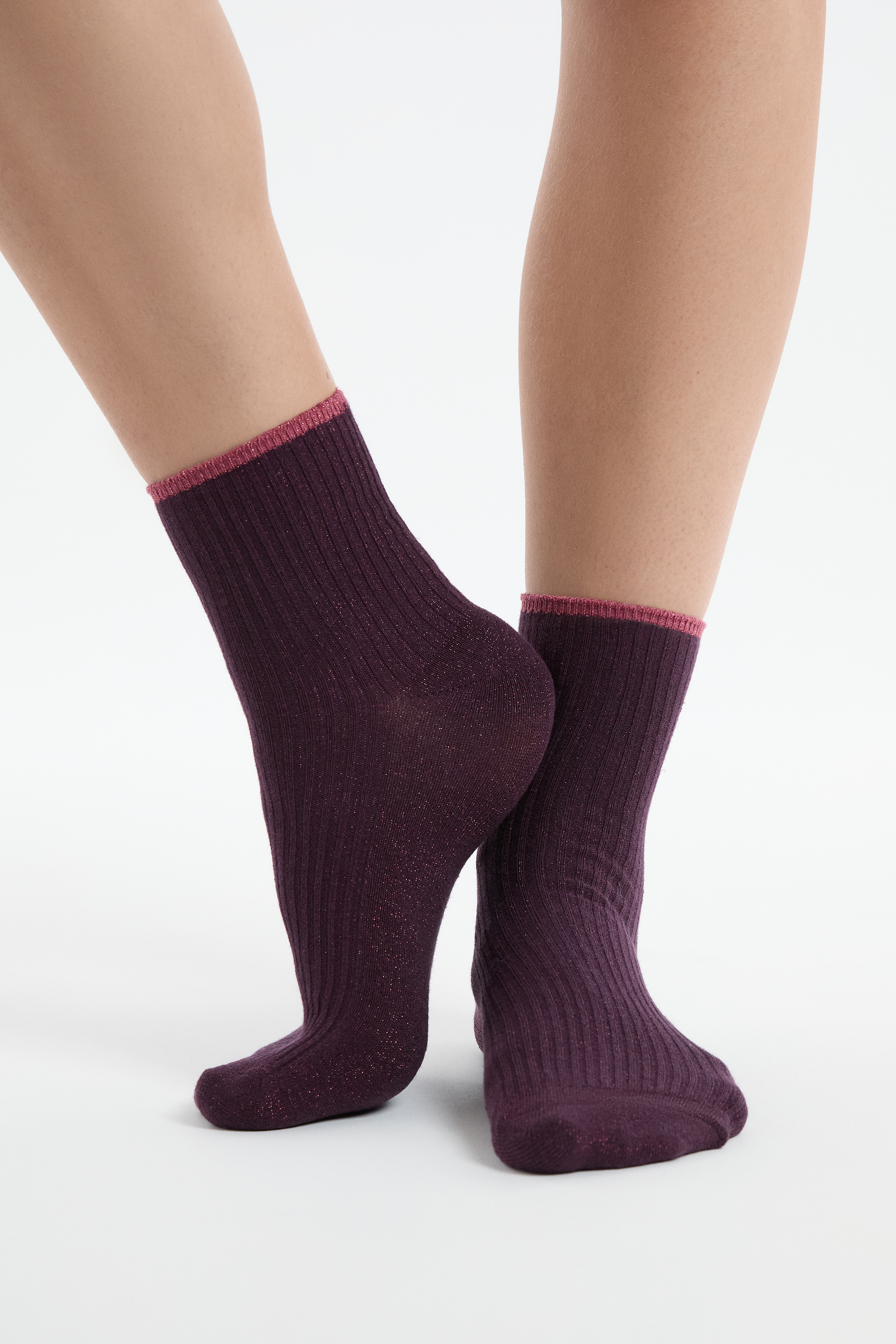 Shiny Socks with Cotton - MINDY - PRUNE - ETAM